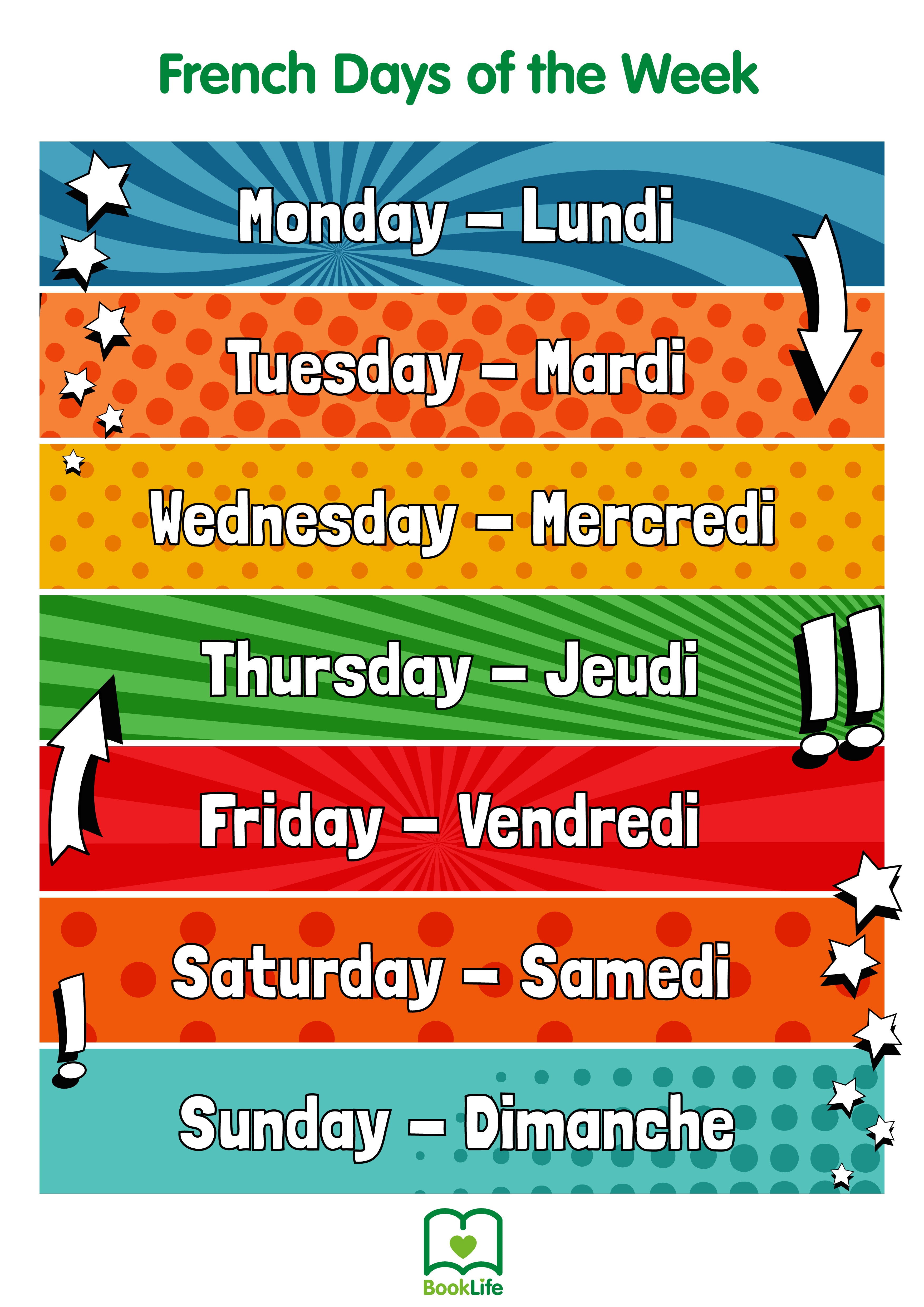 Free French Days Of The Week Poster BookLife Free French Days Of The Week Poster BookLife