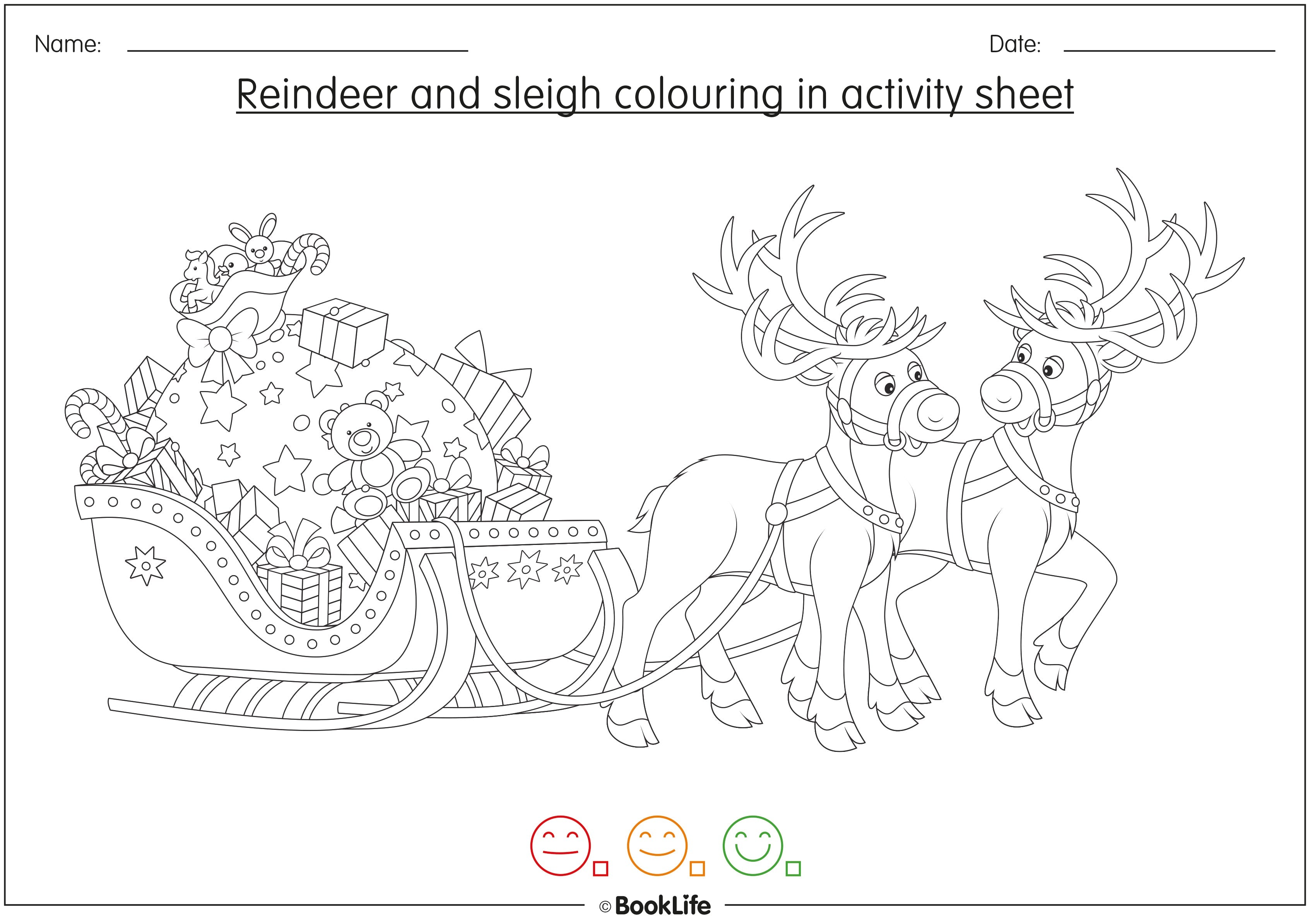 Reindeer and Sleigh Colouring in Activity Sheet | BookLife